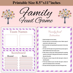 Family Feud Game, Printable Family Feud Game, Feud Game, Instant ...