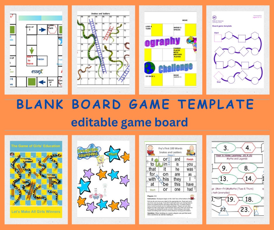 35 Printable Board Game Templates , Game Board Template ,editable Board ...