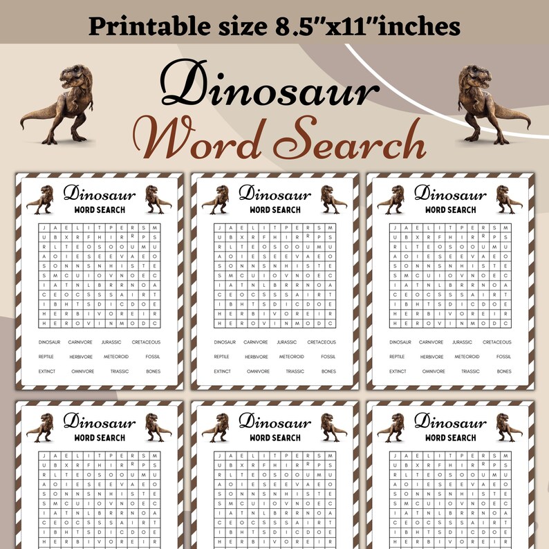Dinosaur Word Search, Printable Dinosaur Words Search, School Activity ...