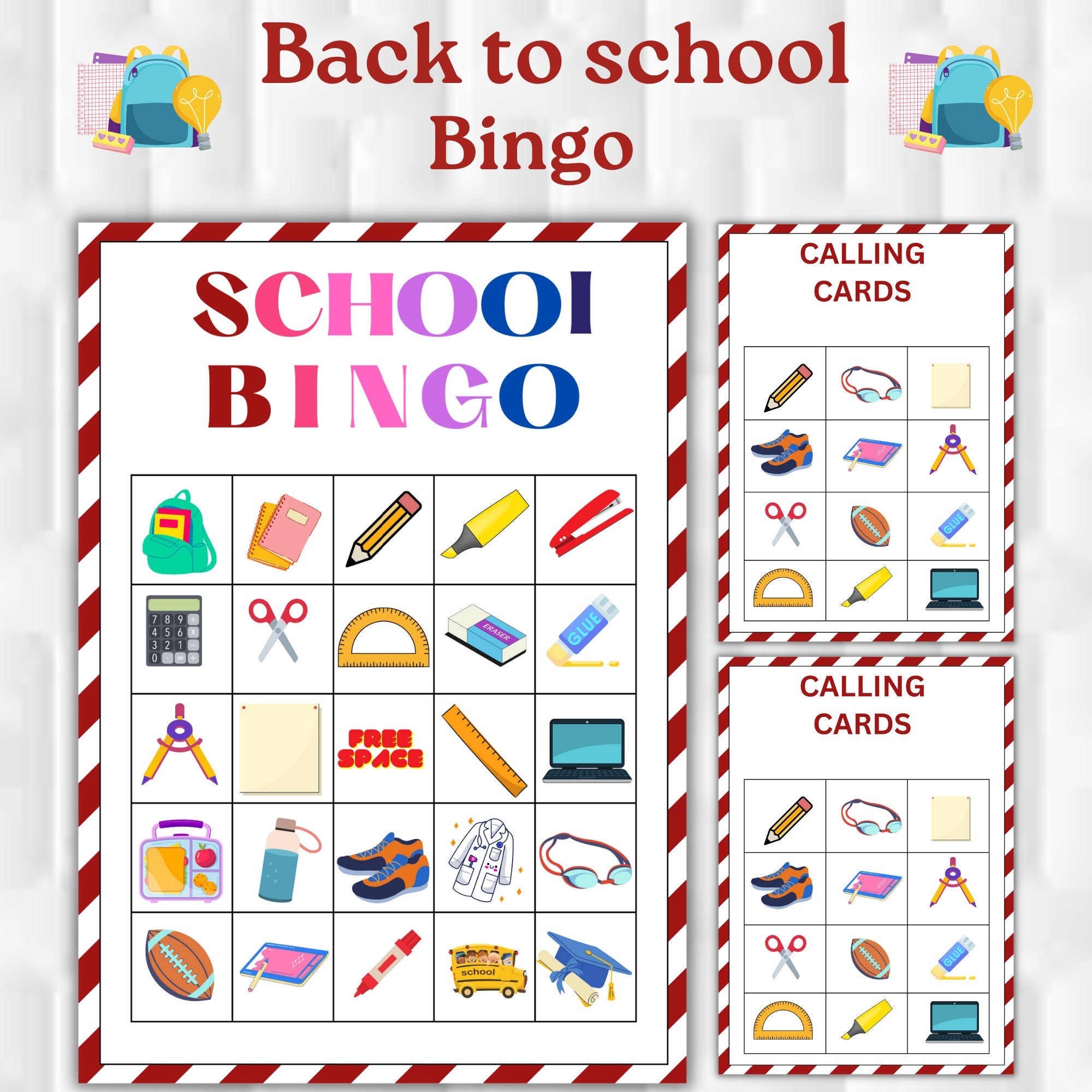 Back to School Game, School Bingo, Printable Bingo, | Back to School ...