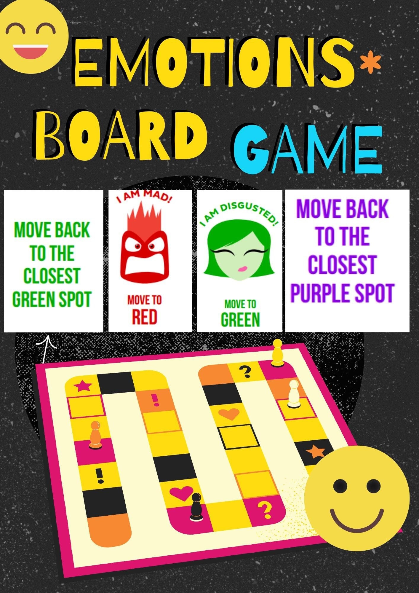 Printable Emotions Board Game - Inside Out Inspired Emotional Learning ...