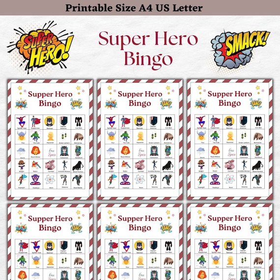 Superhero Bingo, Super Hero, Bingo Game. A Fun Twist on a Classic Game ...