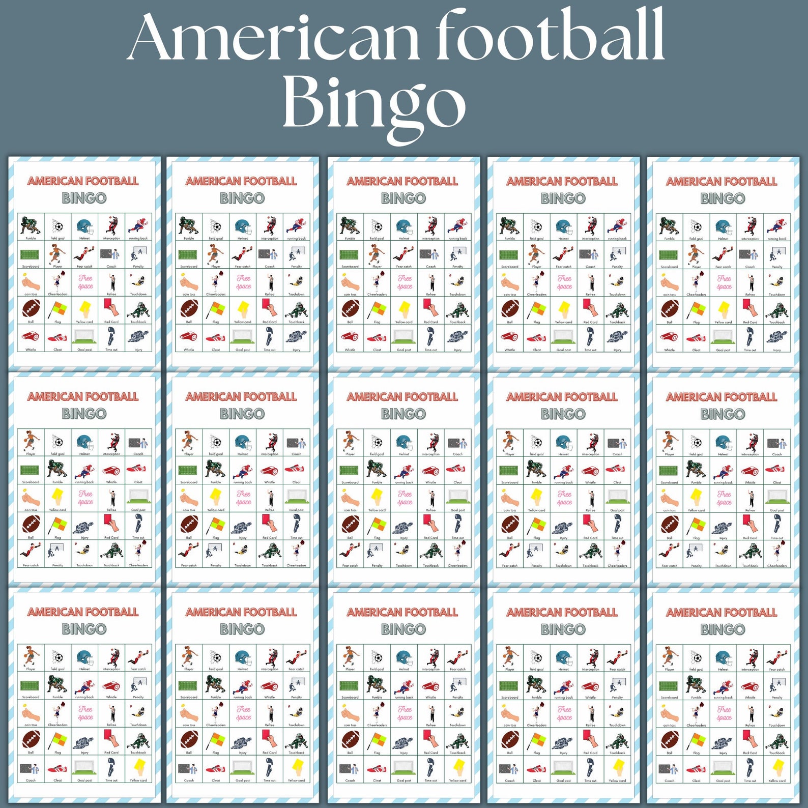 American Football Bingo, Superbowl Bingo, Football Game, Instant ...