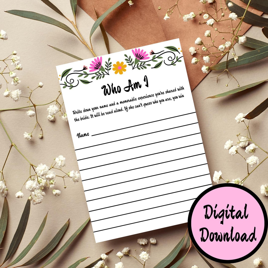 Bachelorette Who Am I Game, Fully Editable Template, Modern Minimalist ...