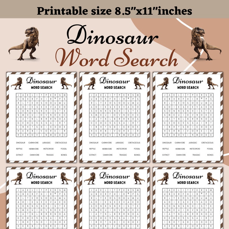 Dinosaur Word Search Puzzle, School Activity (instant Download) - Etsy