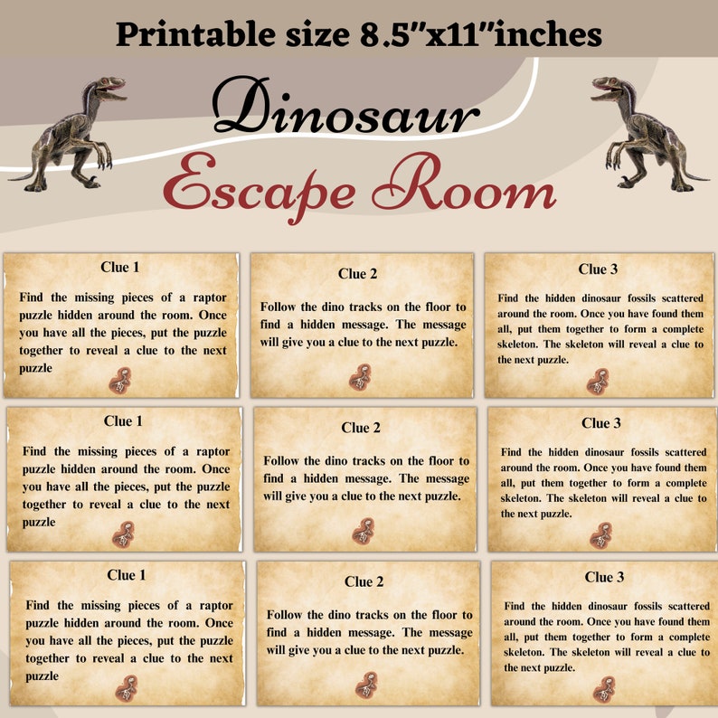 Dinosaur Escape Room, Printable Dinosaur Escape Room, Dinosaur ...