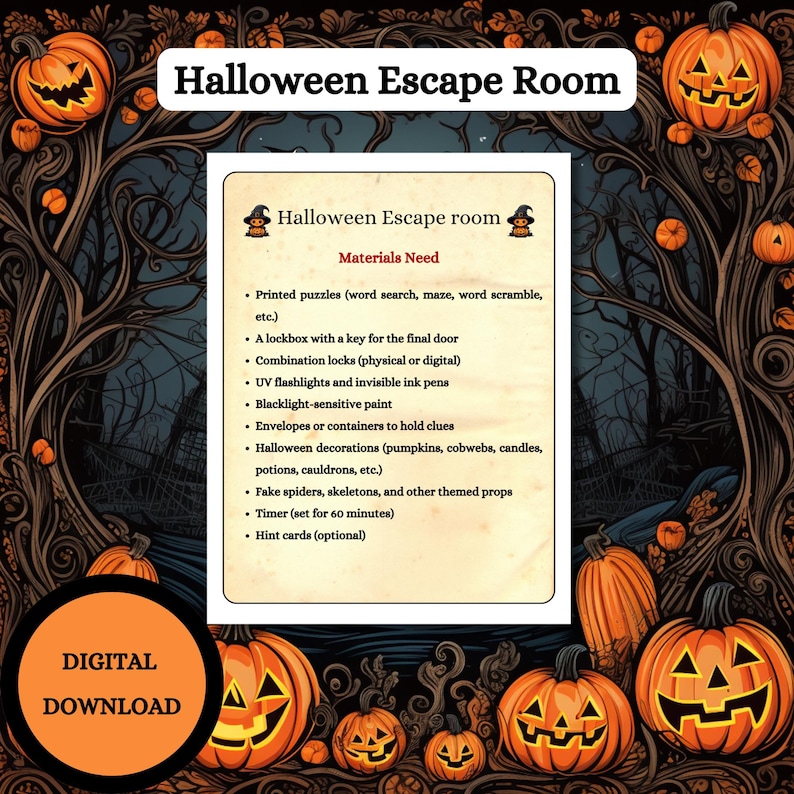 Halloween Escape Room Game | Interactive Printable Puzzles | Spooky ...