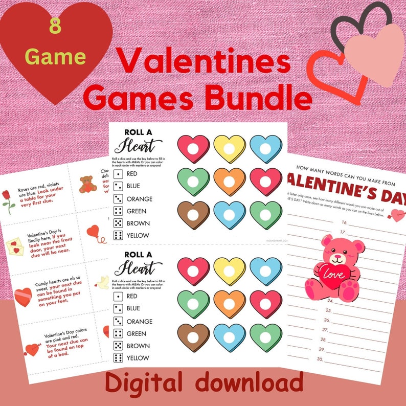 Valentines Day Printable Games | Valentines Games Bundle | Valentines ...