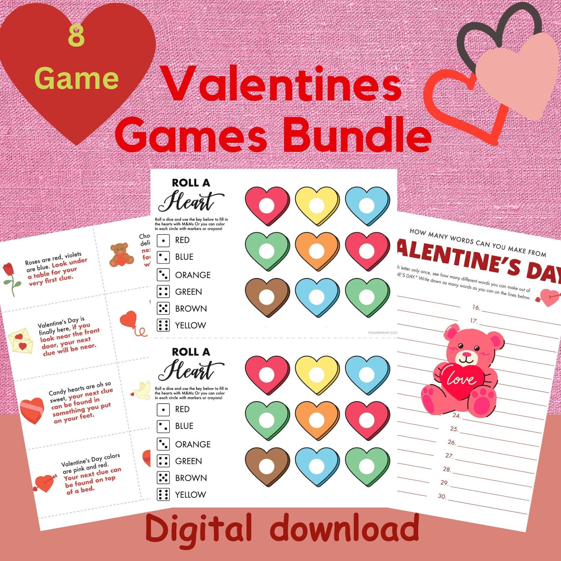 Valentines Day Printable Games | Valentines Games Bundle | Valentines ...