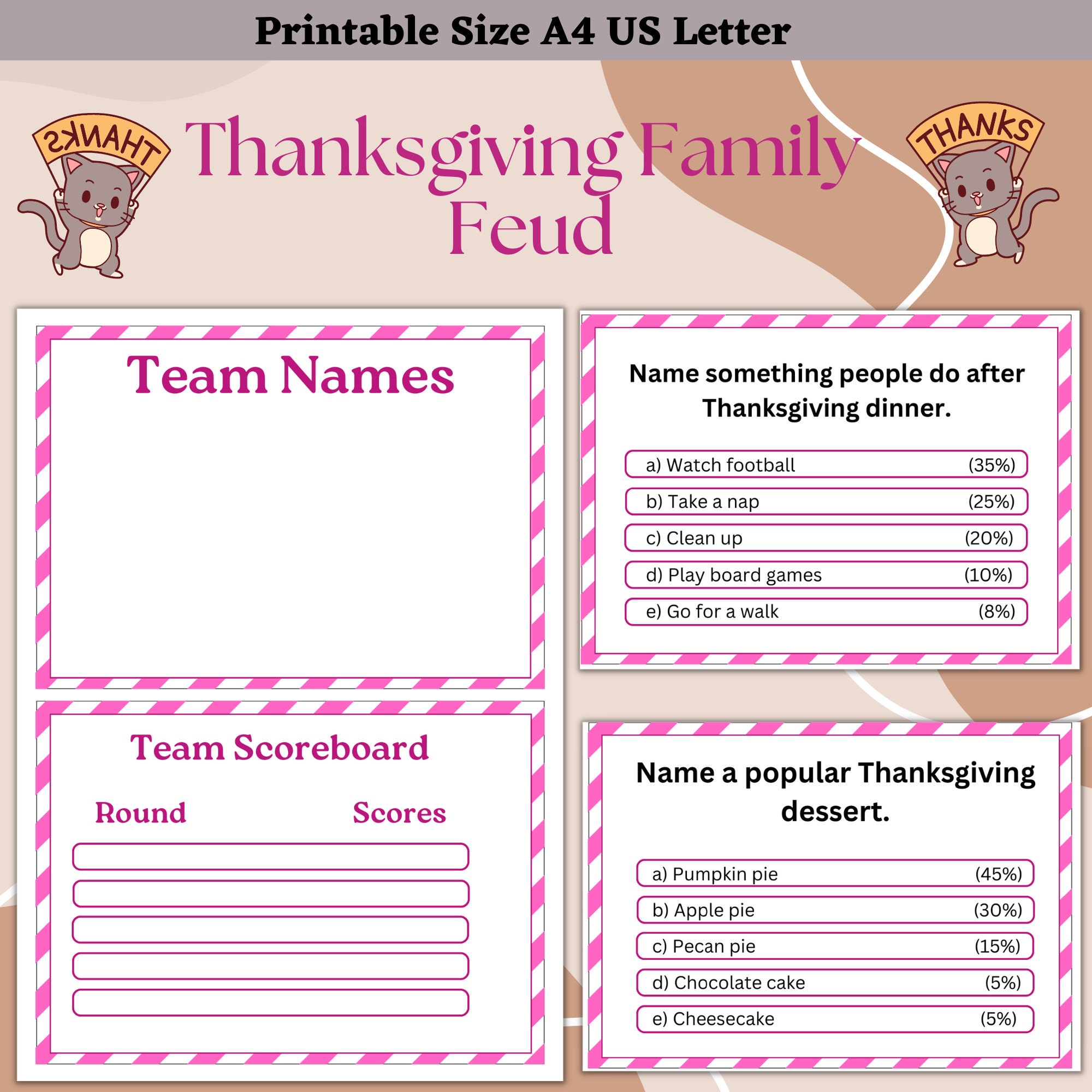 Thanksgiving Family Feud Game – Printable Party Game (instant Download ...