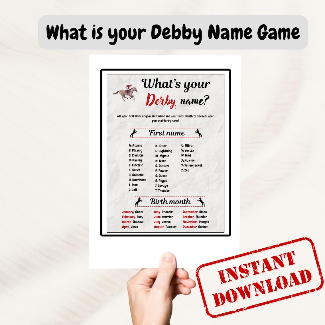 What's Your Derby Name, Kentucky Derby Game, Funny Kentucky Derby Name ...