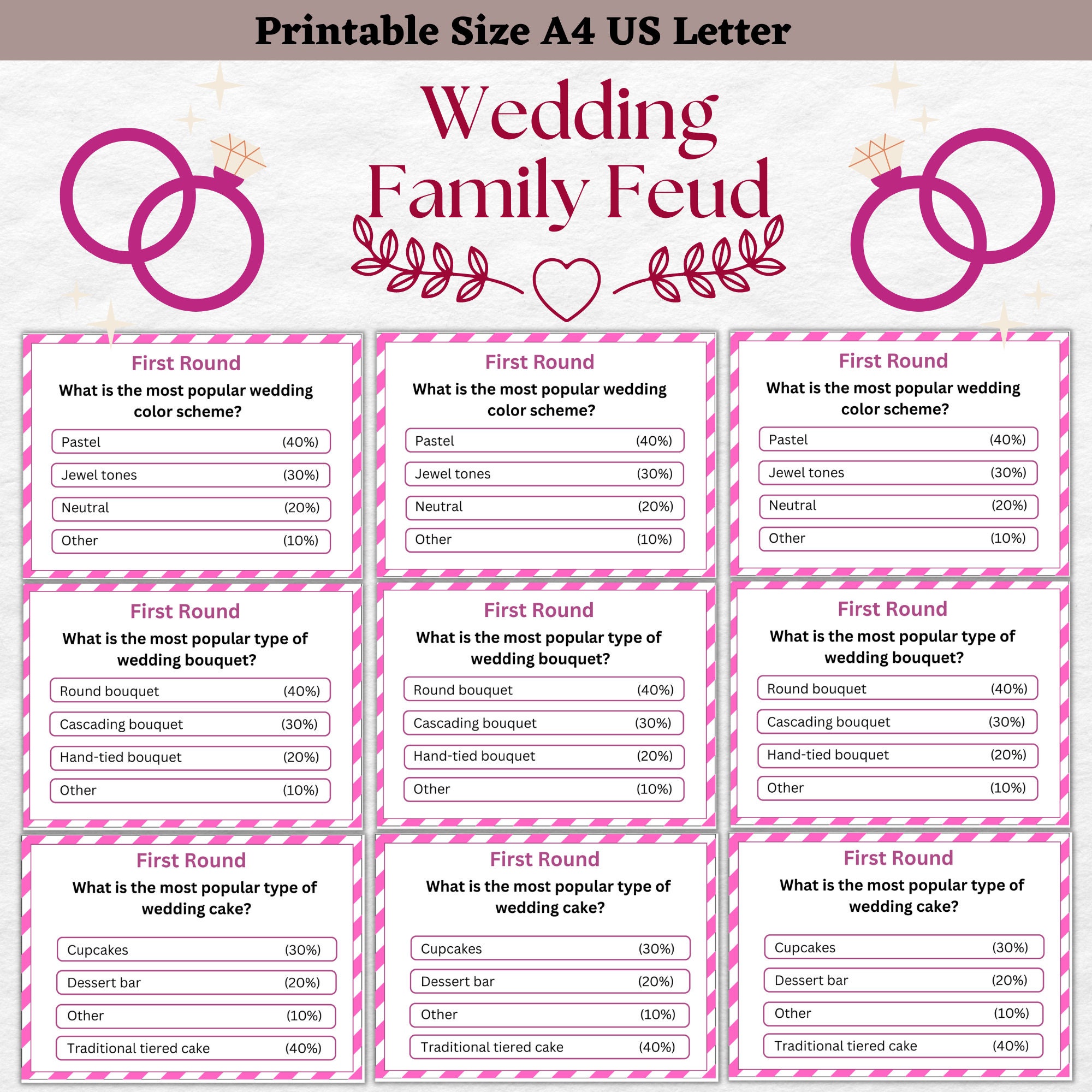 WEDDING FEUD GAME Bride Vs. Groom: the Ultimate Wedding Feud Game - Etsy