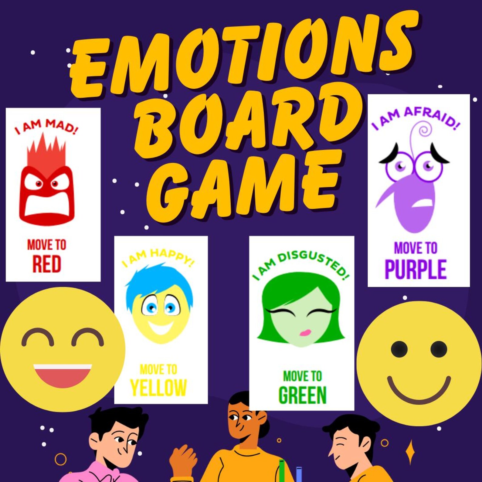 Printable Emotions Board Game - Inside Out Inspired Emotional Learning ...
