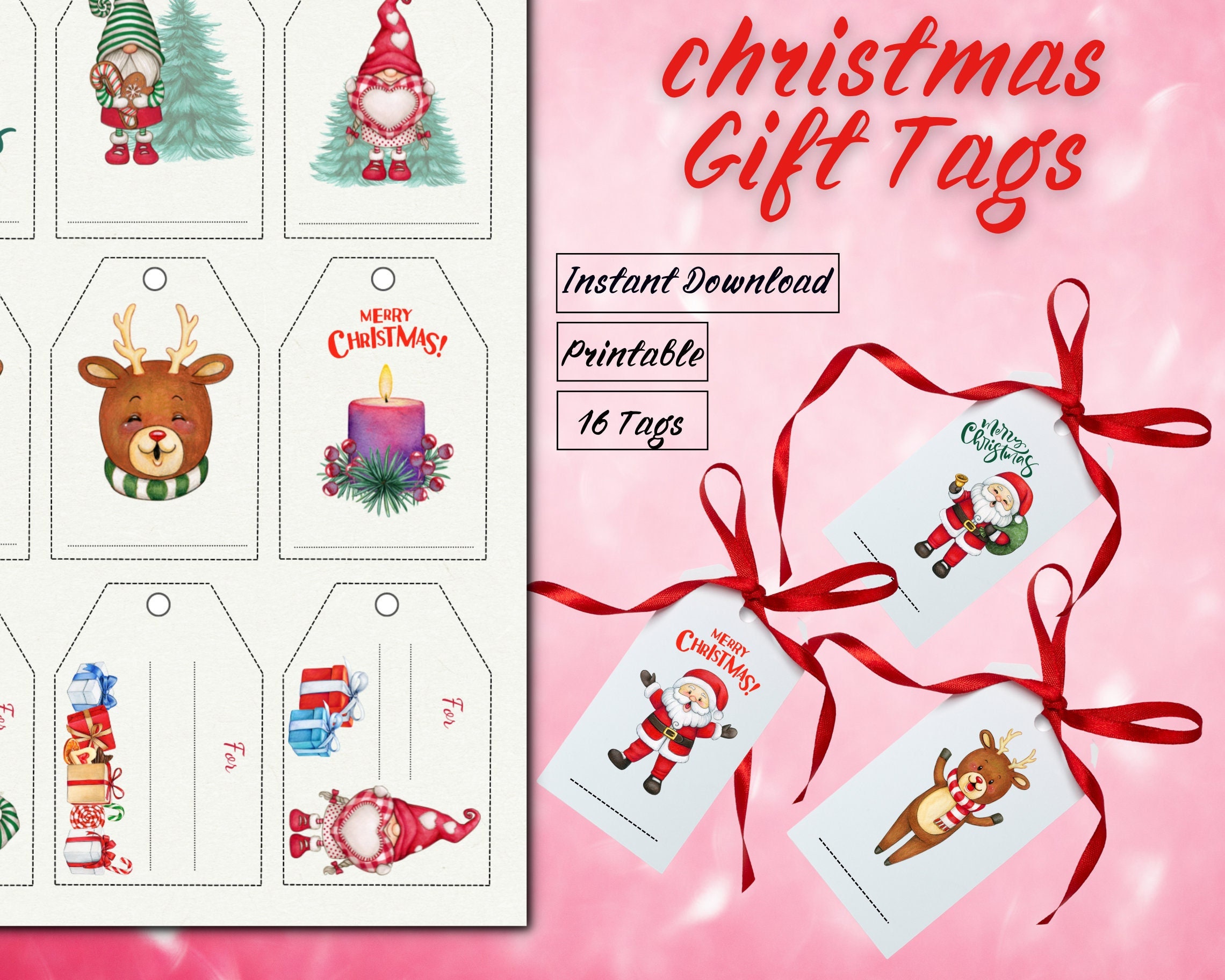 Printable Christmas Gift Tags Printable Gift Tags Printable Instant ...
