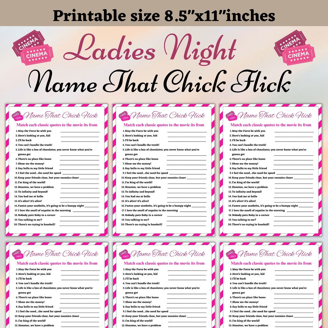 Ladies Night Name That Chick Flick - Digital Game for a Fun Night in ...