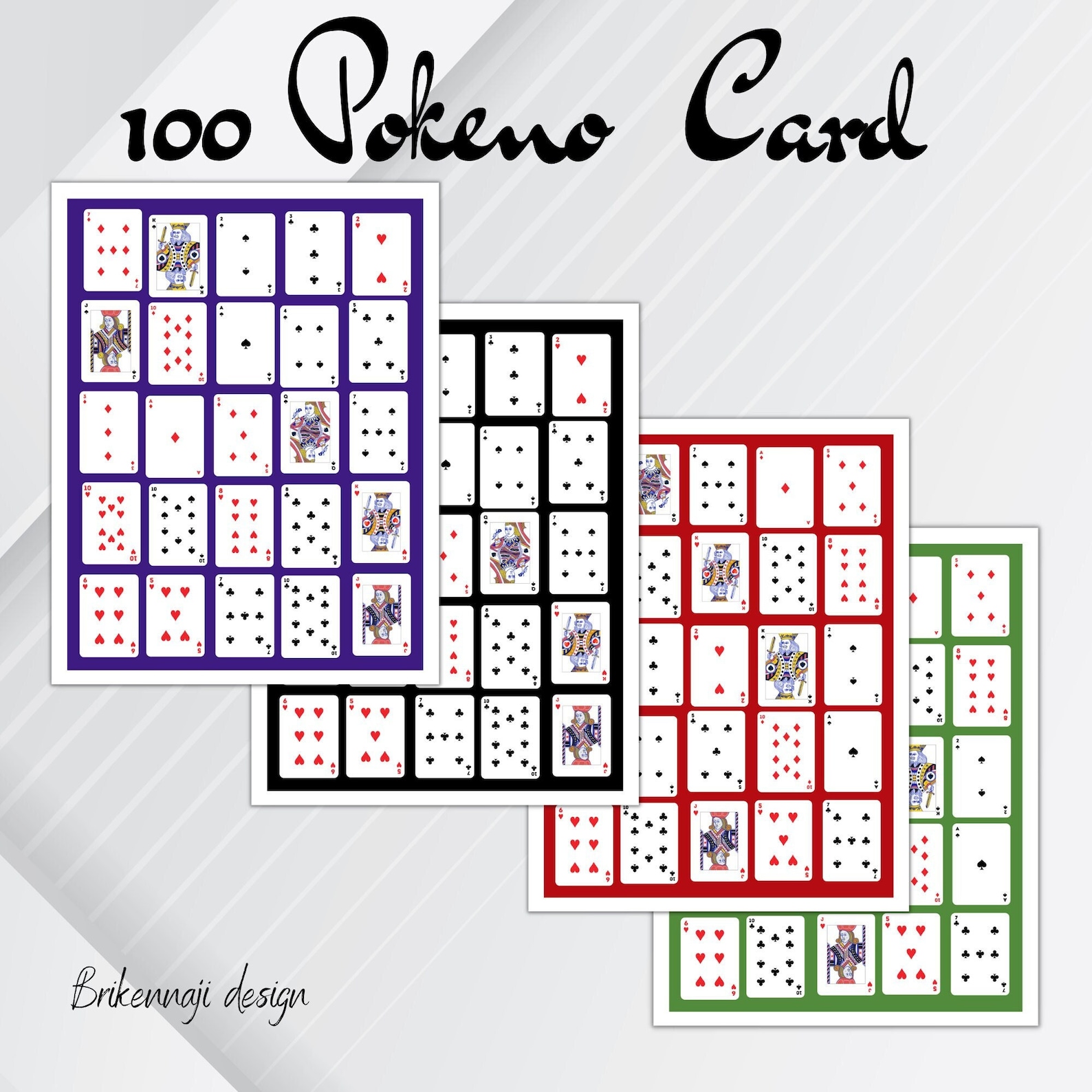 Printable Pokeno Cards | Poker Bingo Game (digital Download) - Etsy