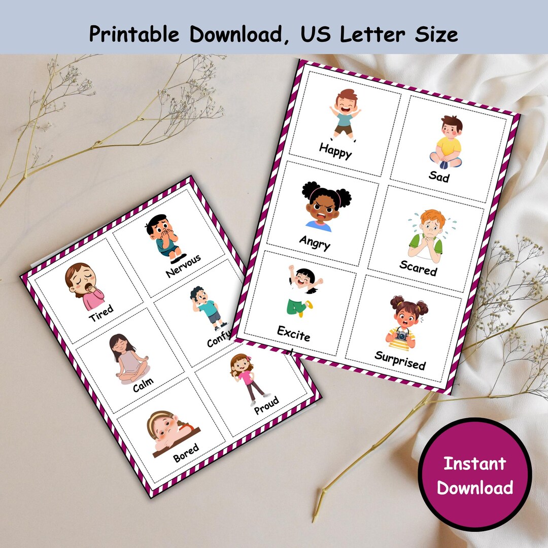 30 Emotion Flashcards for Kids | Feelings Identification | Preschool ...
