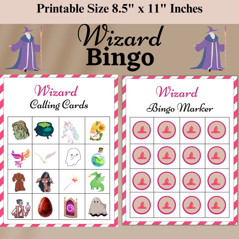 Wizard Bingo, Fun and Magical Game for All Ages, Wizard Game, Wizard ...