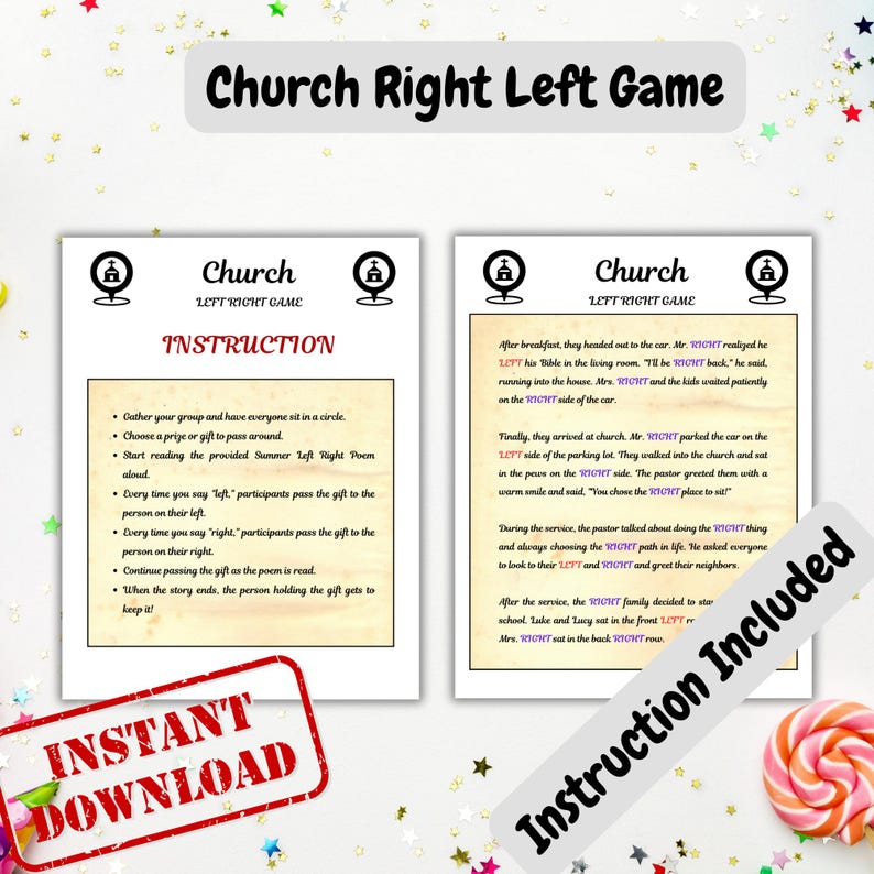 Printable Church Left Right Game | Church Left Right Game | Fun ...
