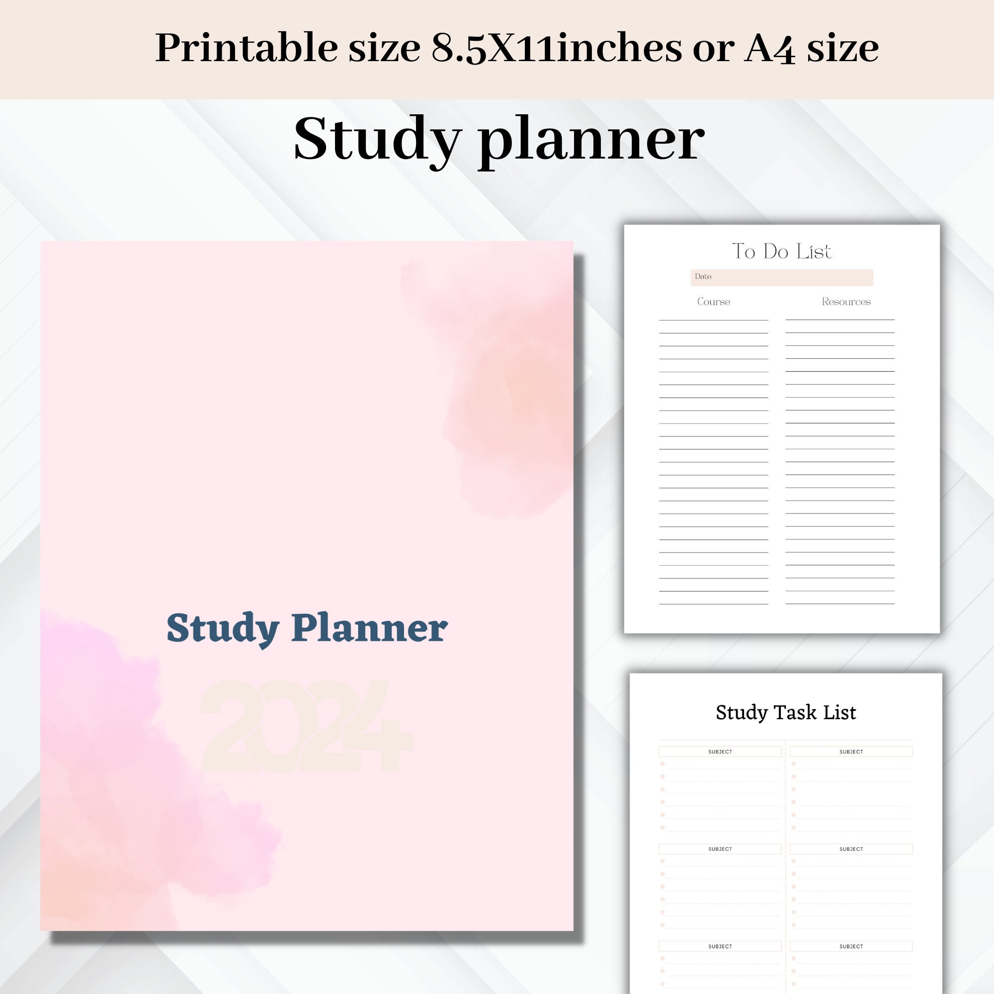 Printable Study Planner | Study Planner | Printable Print at Home Study ...
