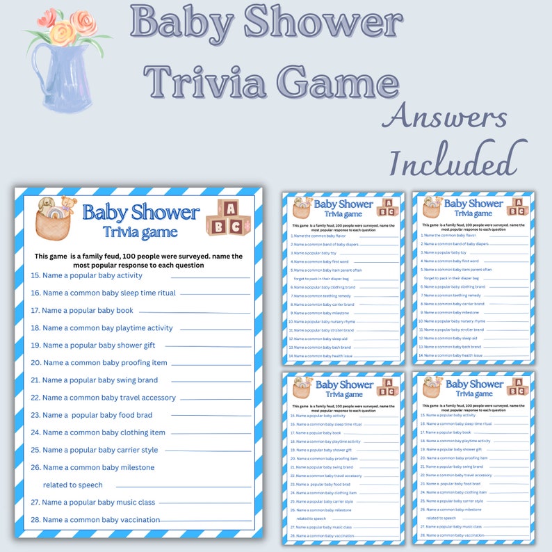 Baby Shower Game | Baby Shower Trivia Game | Baby Shower Activity ...