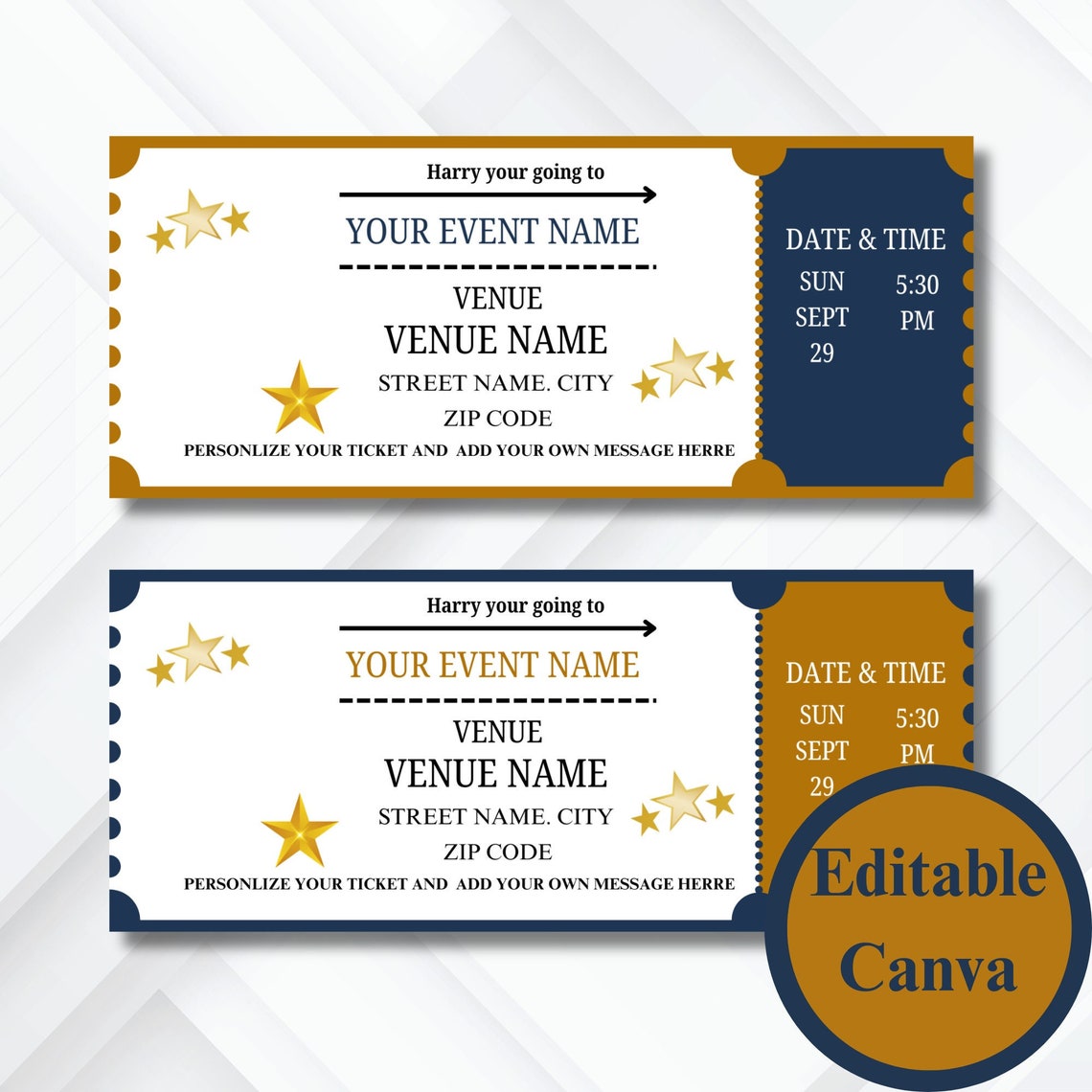 Event Ticket Template, EDITABLE DIY Event Printable, Surprise Getaway ...