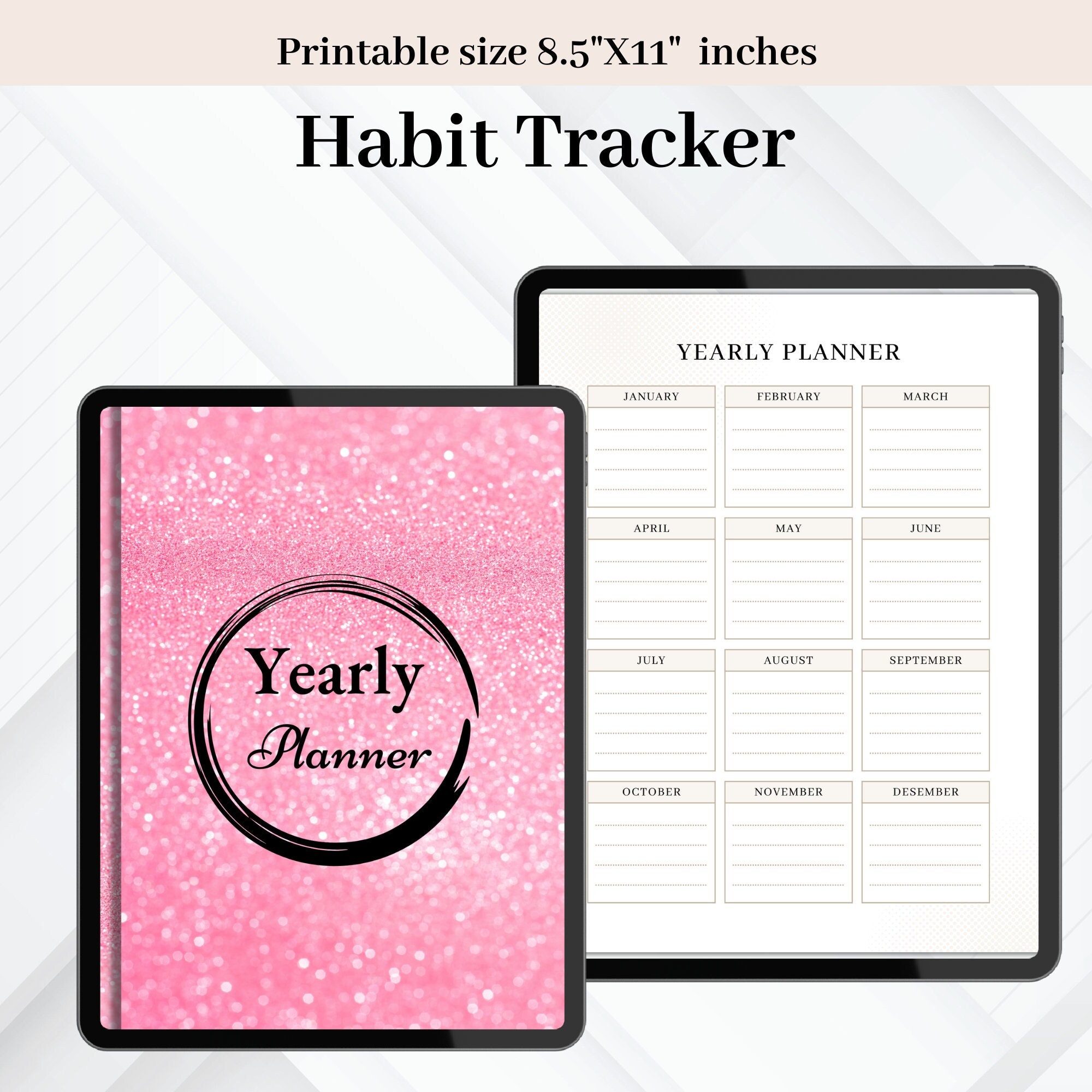 Printable Yearly Planner | Annual Organizer, Goal Setting, Productivity ...