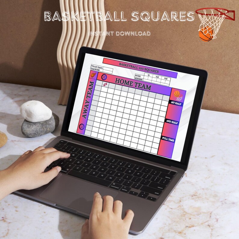 Editable Basketball 100 Squares Template | Customizable Fundraising Grid | Printable Basketball ...