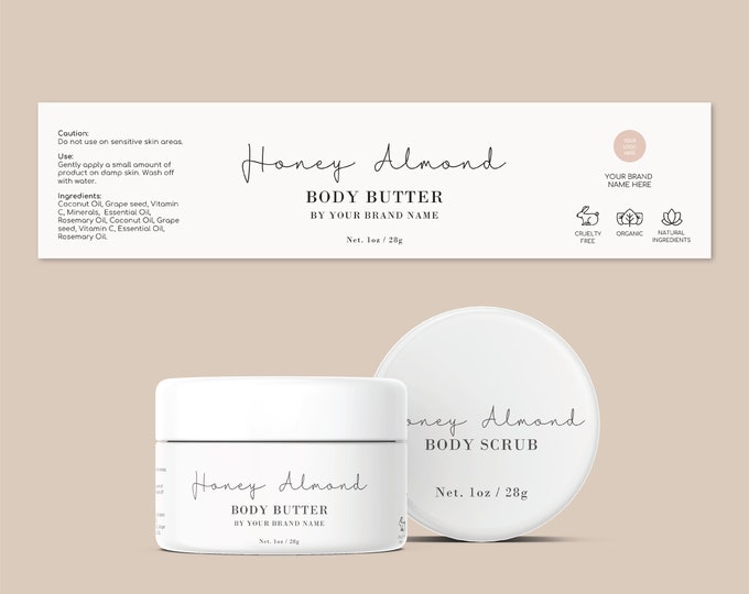 Editable Body Product Label, DIY Body Butter Label Template, Wrap ...