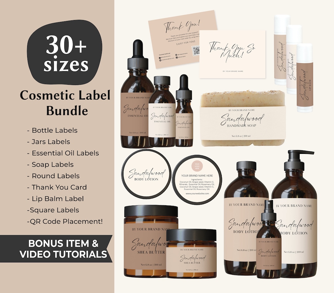 Editable Cosmetic Label Template Branding Kit DIY Cosmetic Bundle Label ...