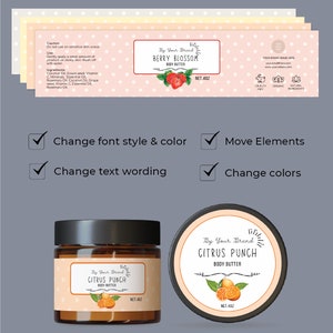 Fun Body Butter Jar Label Template Body Scrub Jar Label Wrap Around Jar ...