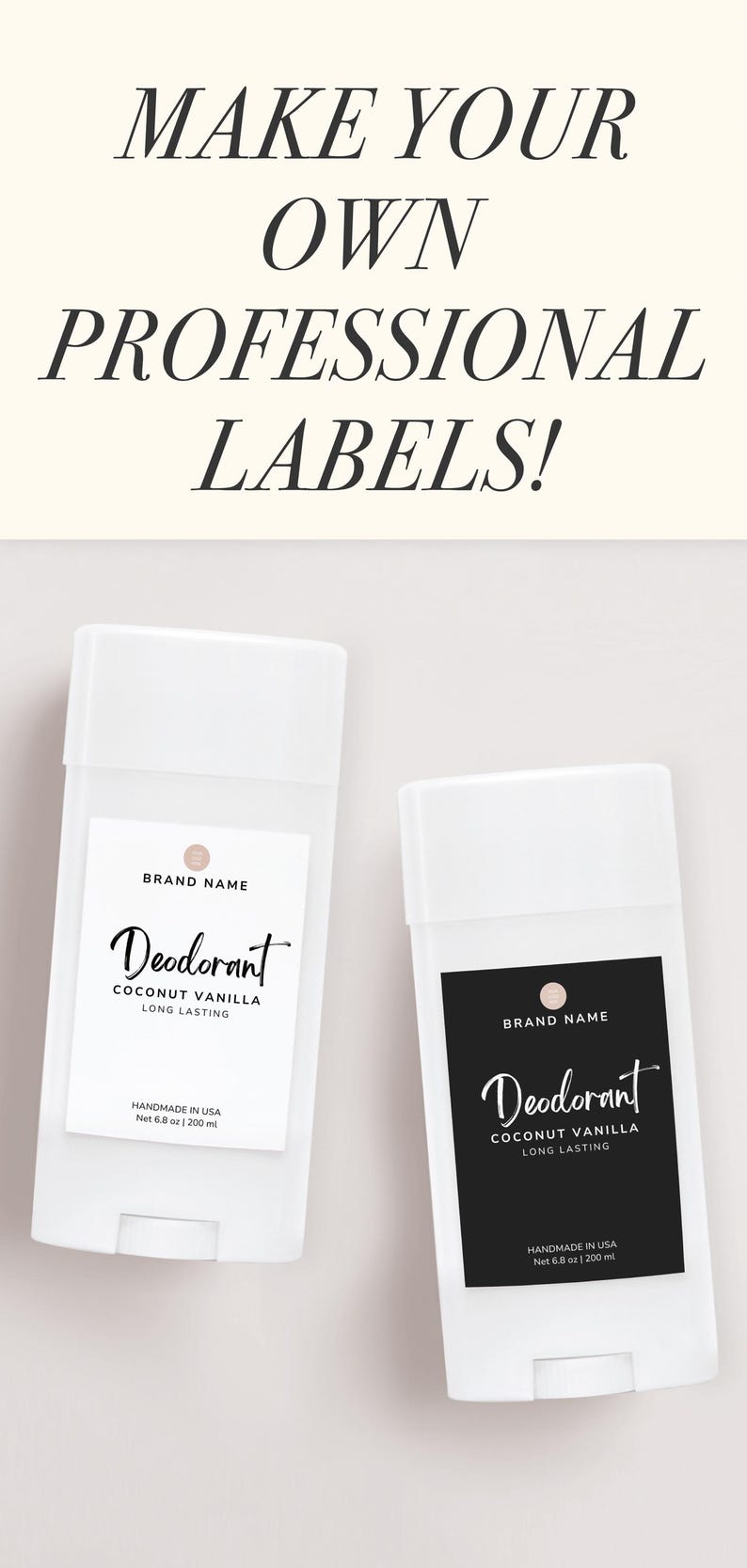 Printable Deodorant Label for Beauty and Skincare Product Label Custom ...