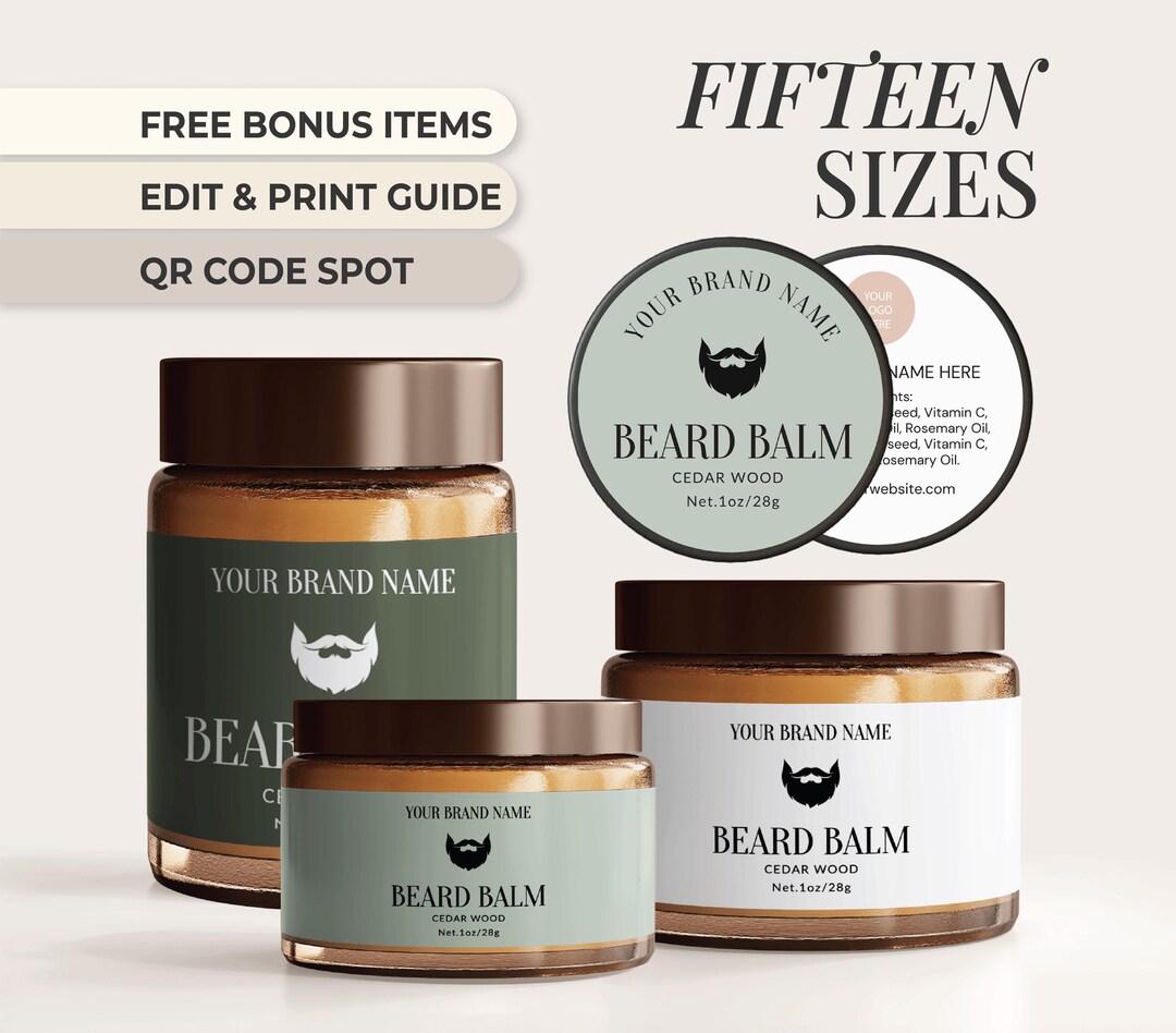 Beard Balm Label Template Beard Butter Label Men's Grooming Label DIY ...