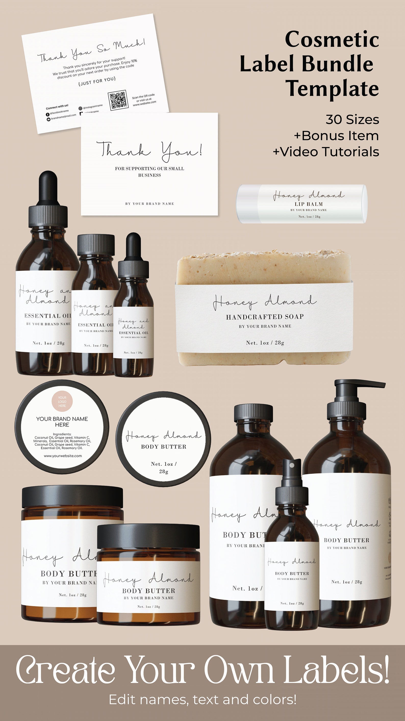 Luxury Cosmetic Label Editable Skincare Label Custom Skin Care Label ...