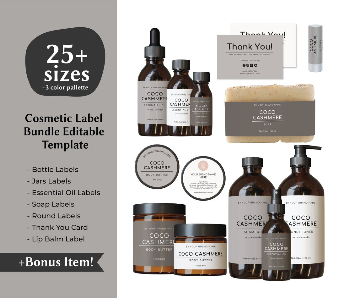 Modern Cosmetic Label Template Minimalistic Product Label Bundle Bottle ...
