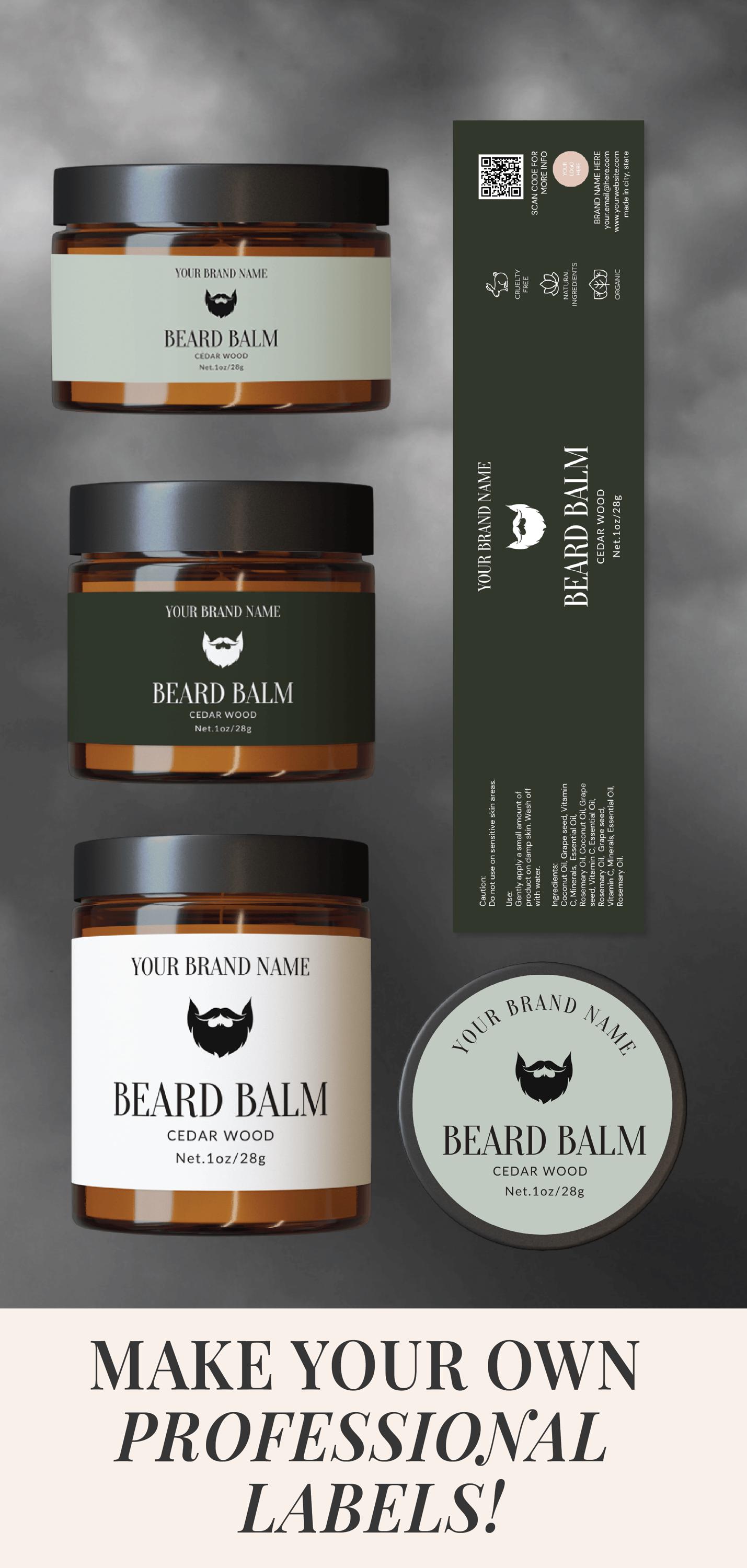 Beard Balm Label Template Beard Butter Label Men's Grooming Label DIY ...