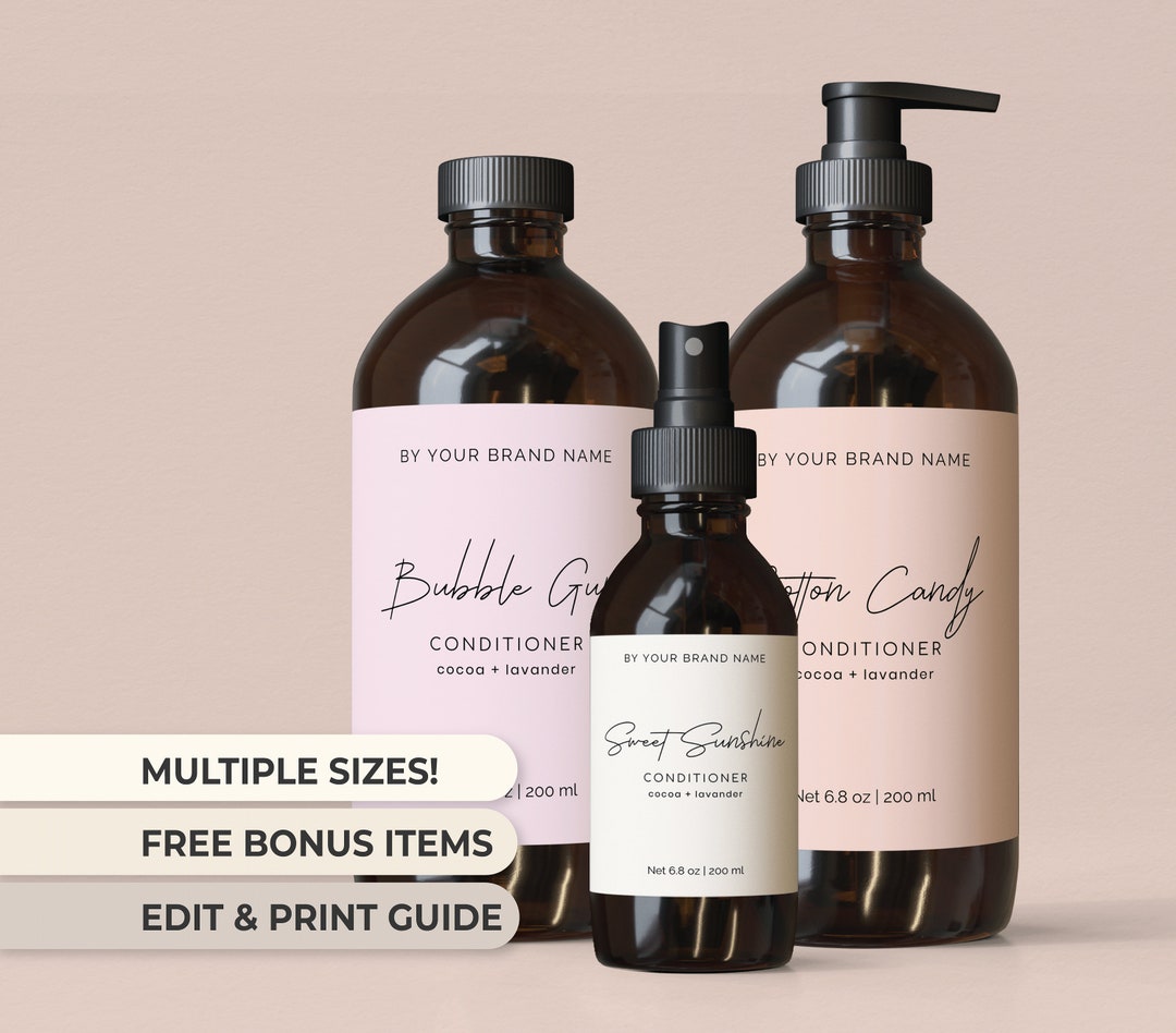 Bottle Label Template Shampoo Label Bottle Skincare Product Label Body ...