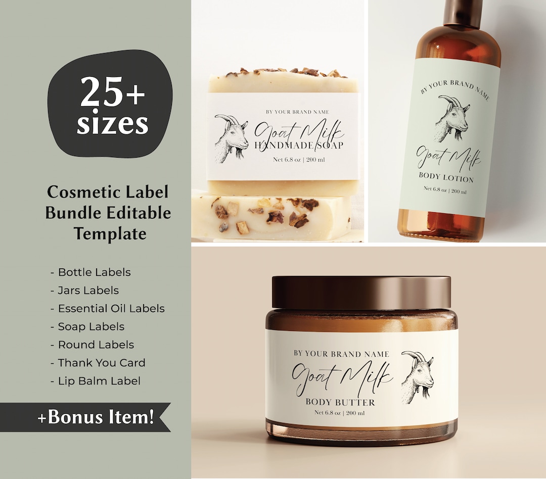 Cosmetic Label Bundle Cosmetic Oat Product Label Goat Milk Label Goat ...