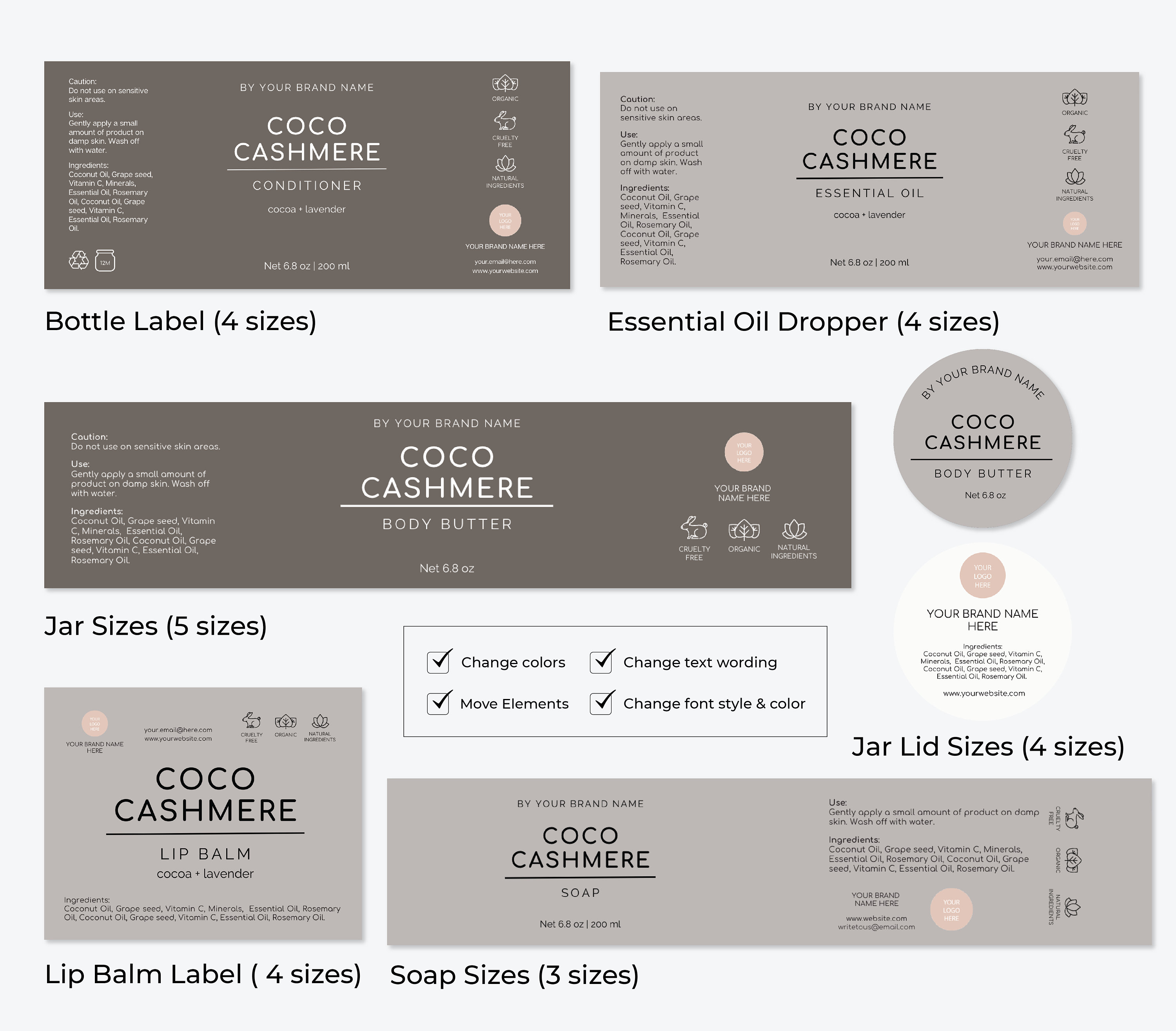 Minimalistic Cosmetic Label Product Template Body Butter Label Template ...