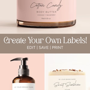 Stylish Cosmetic Product Label Template Canva Product Label Sticker ...