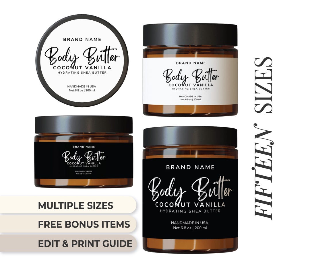 Label for Sugar Scrub Label Custom Body Butter Jar Wrap Around Cosmetic ...
