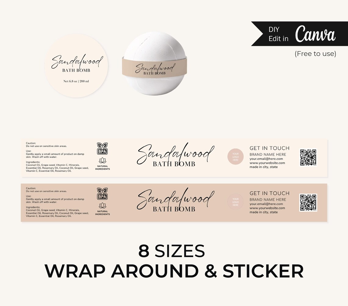 Bath Bomb Sticker Bath Bomb Belly Band Label Bath Bomb Wrapped Label ...
