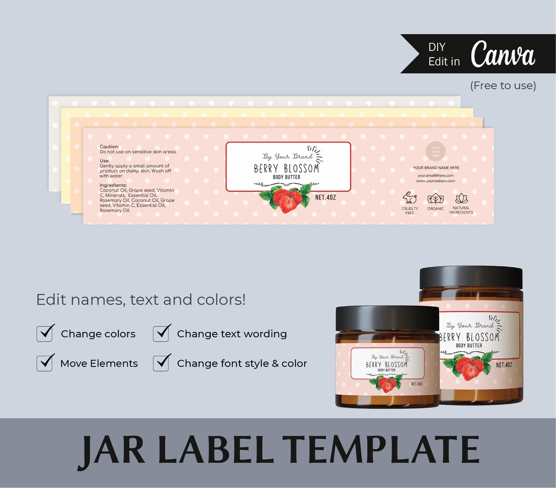 Fun Body Butter Jar Label Template Body Scrub Jar Label Wrap - Etsy Canada