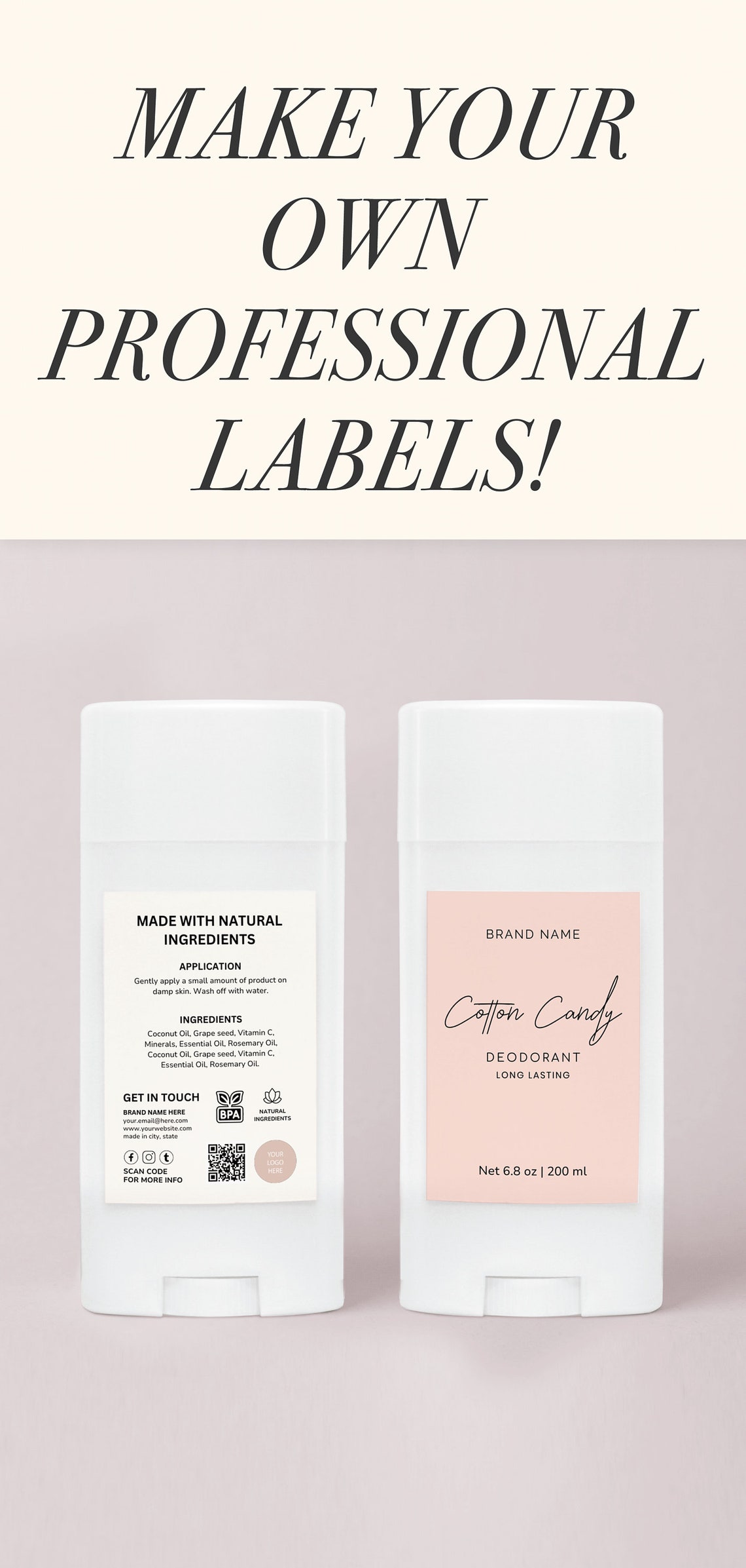 Deodorant Label Template Deodorant Sticker Label Deodorant Packaging ...