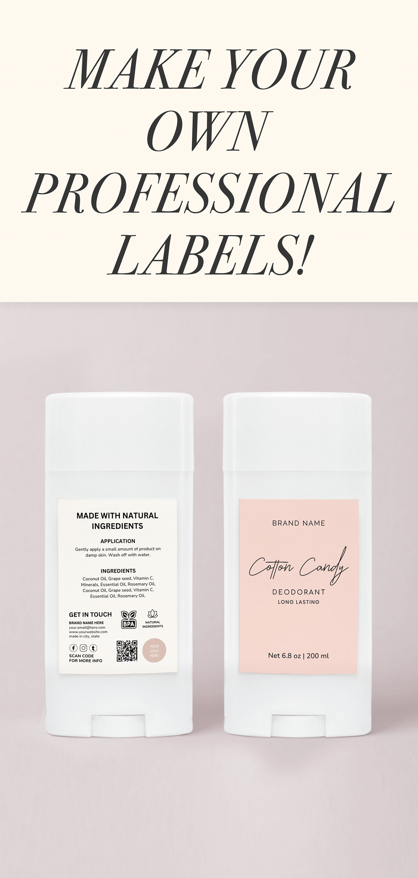 Deodorant Label Template Deodorant Sticker Label Deodorant Packaging ...