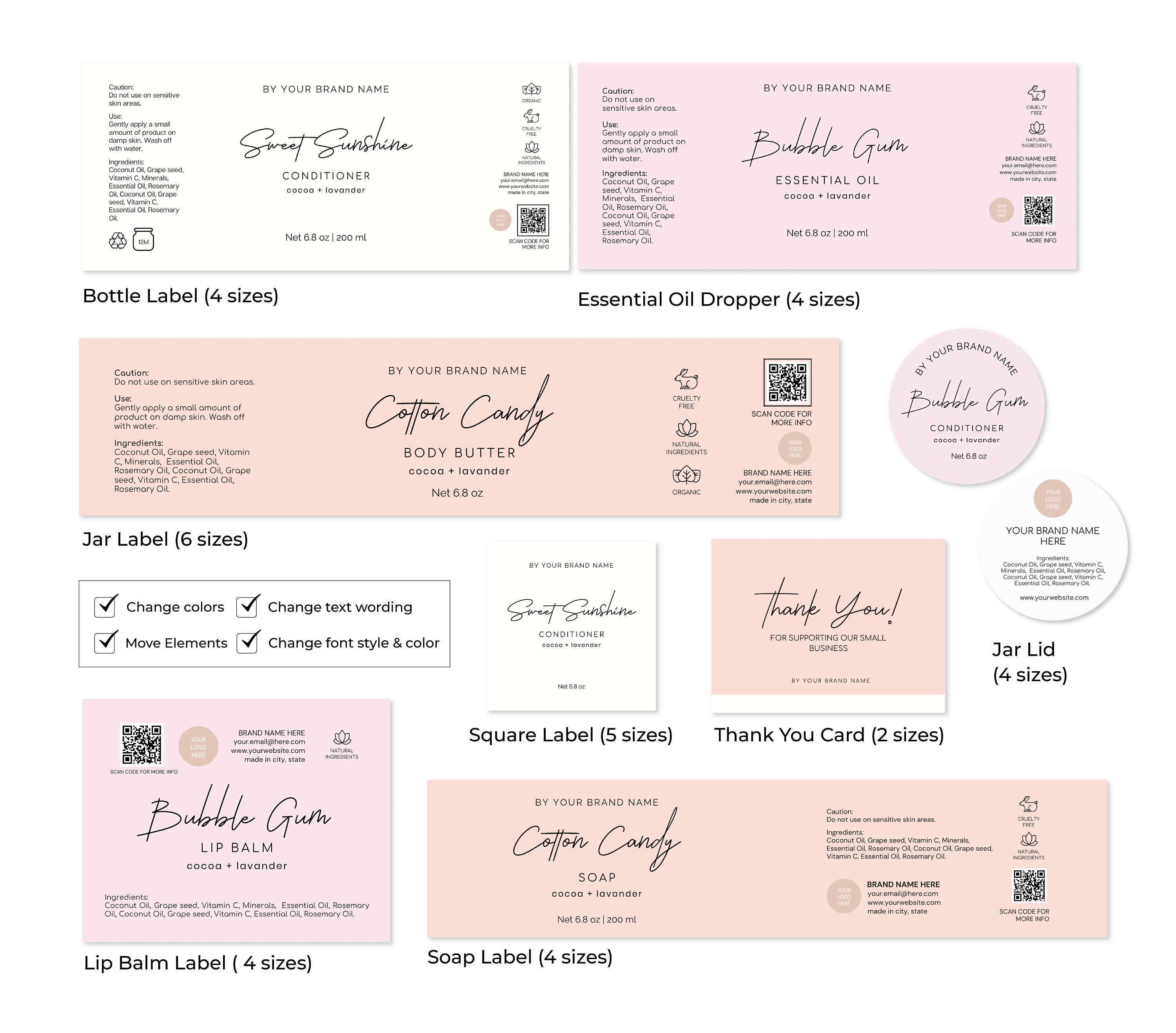 Stylish Cosmetic Product Label Template Canva Product Label Sticker ...