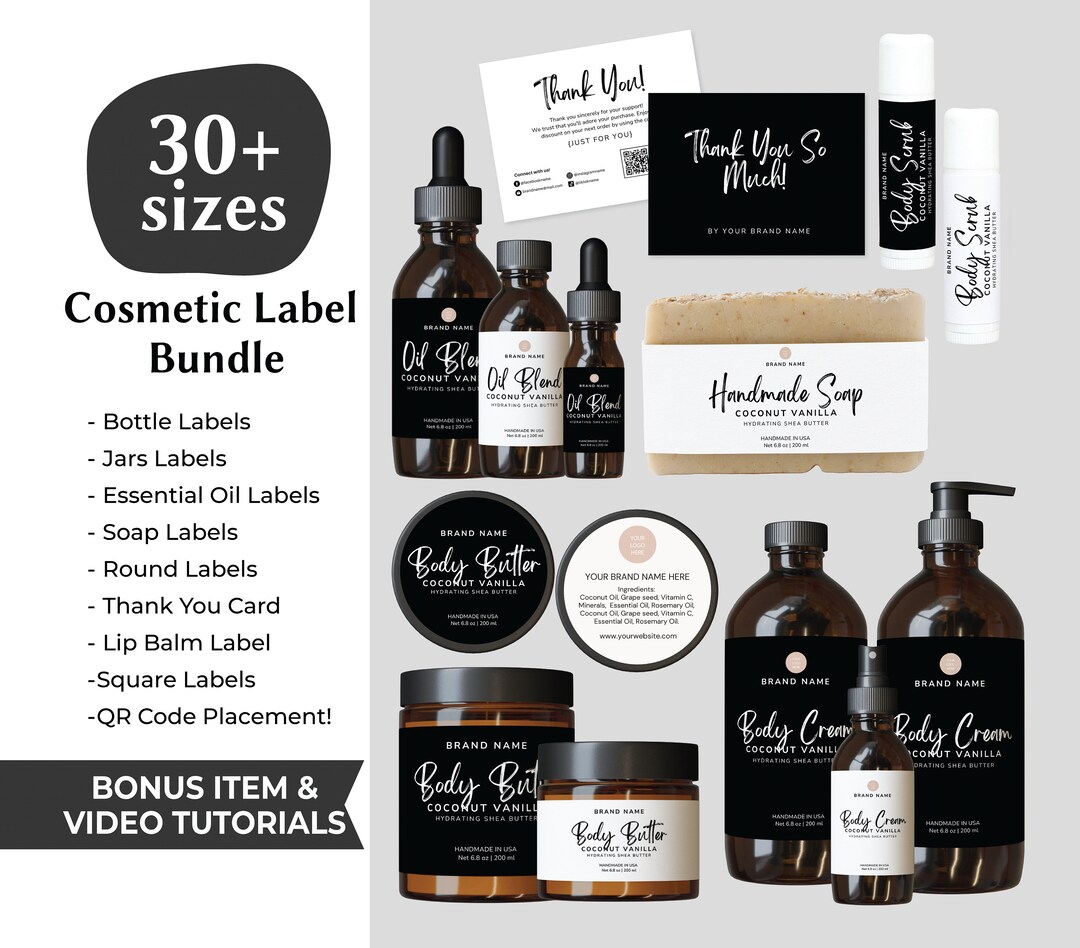 Black Label Cosmetic Template Label Skincare Custom Label Black Custom ...