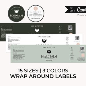Beard Balm Label Template Beard Butter Label Men's Grooming Label DIY ...