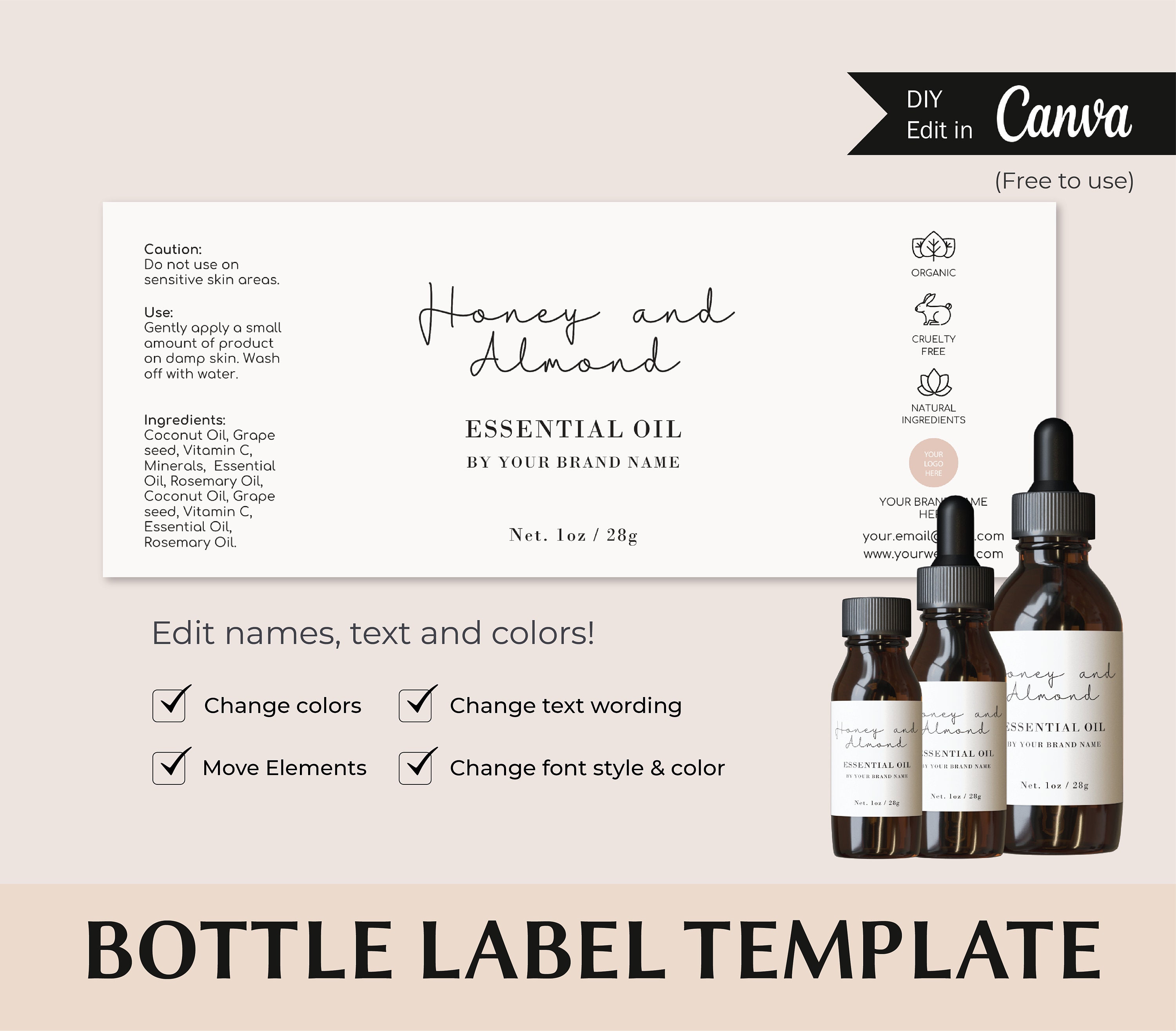 Minimalistic Essential Oil Label Template Essential Oil Printable ...