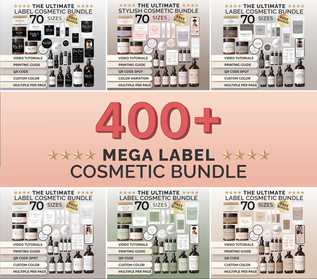 Editable Cosmetic Label Templates Cosmetic Bundle Label Custom Product ...